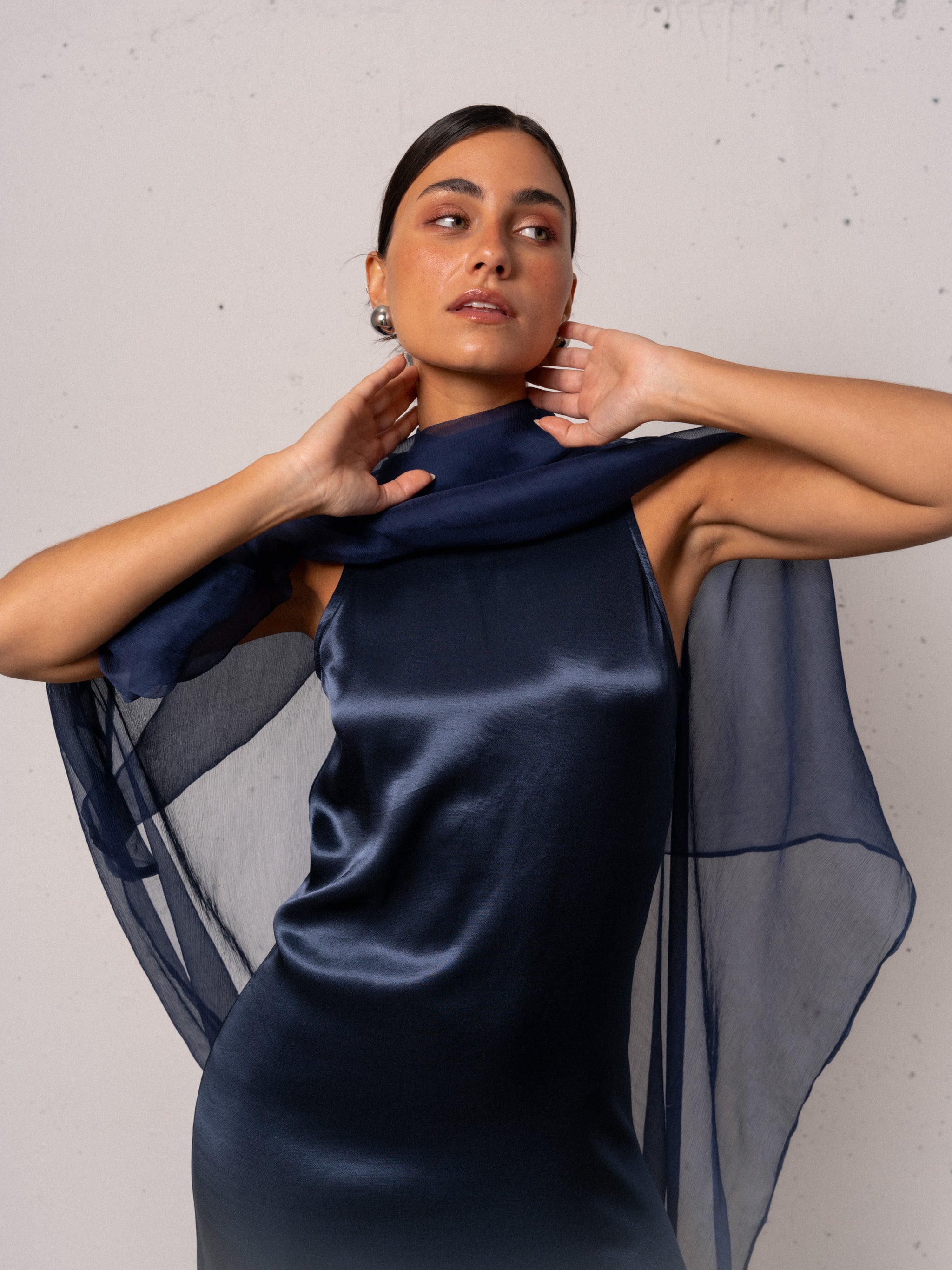 NAVY BLUE SILK CAPE – Nutka Studios